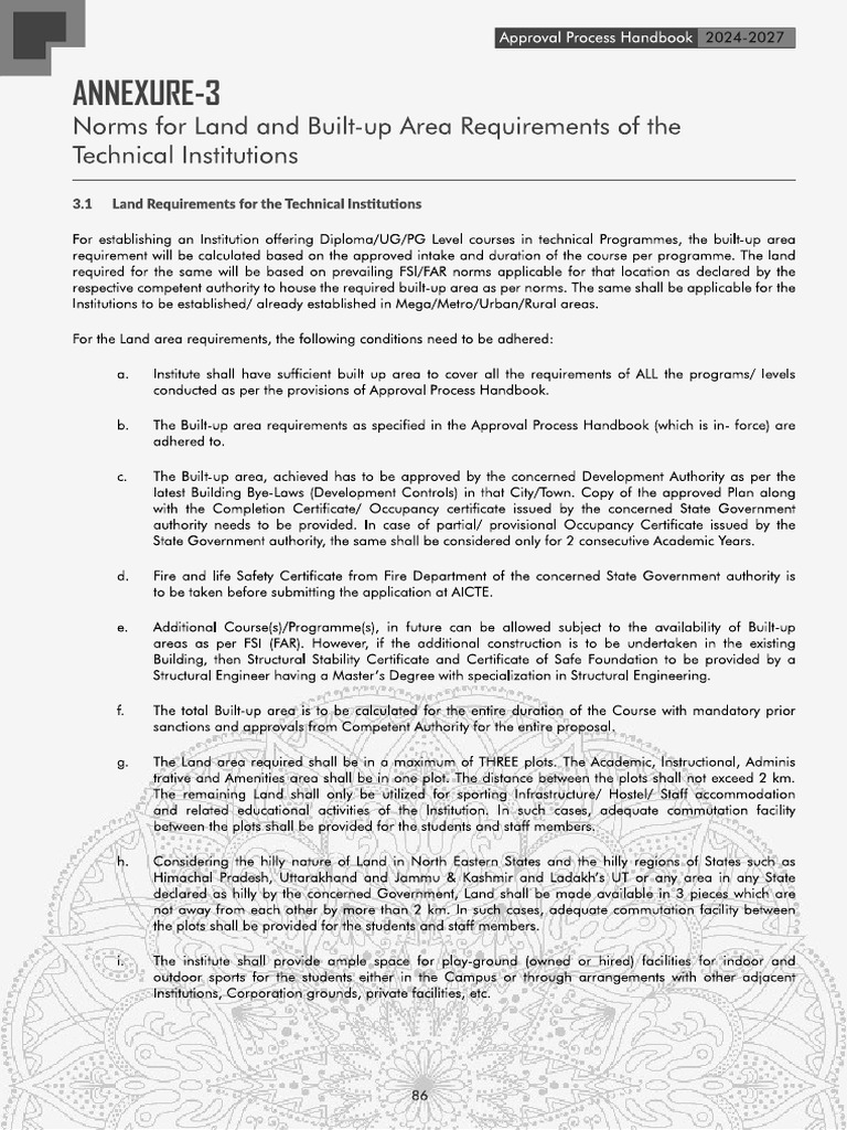 Land Norms AICTE | PDF