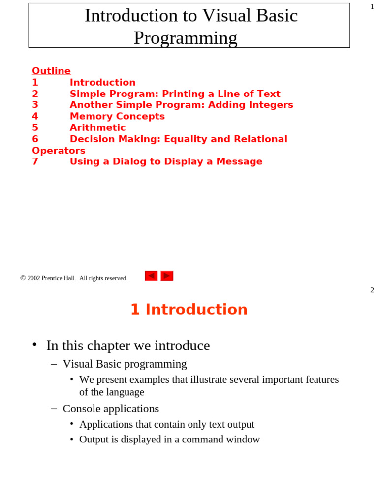 VB Introduction 1 | PDF | Arithmetic | Computer Program