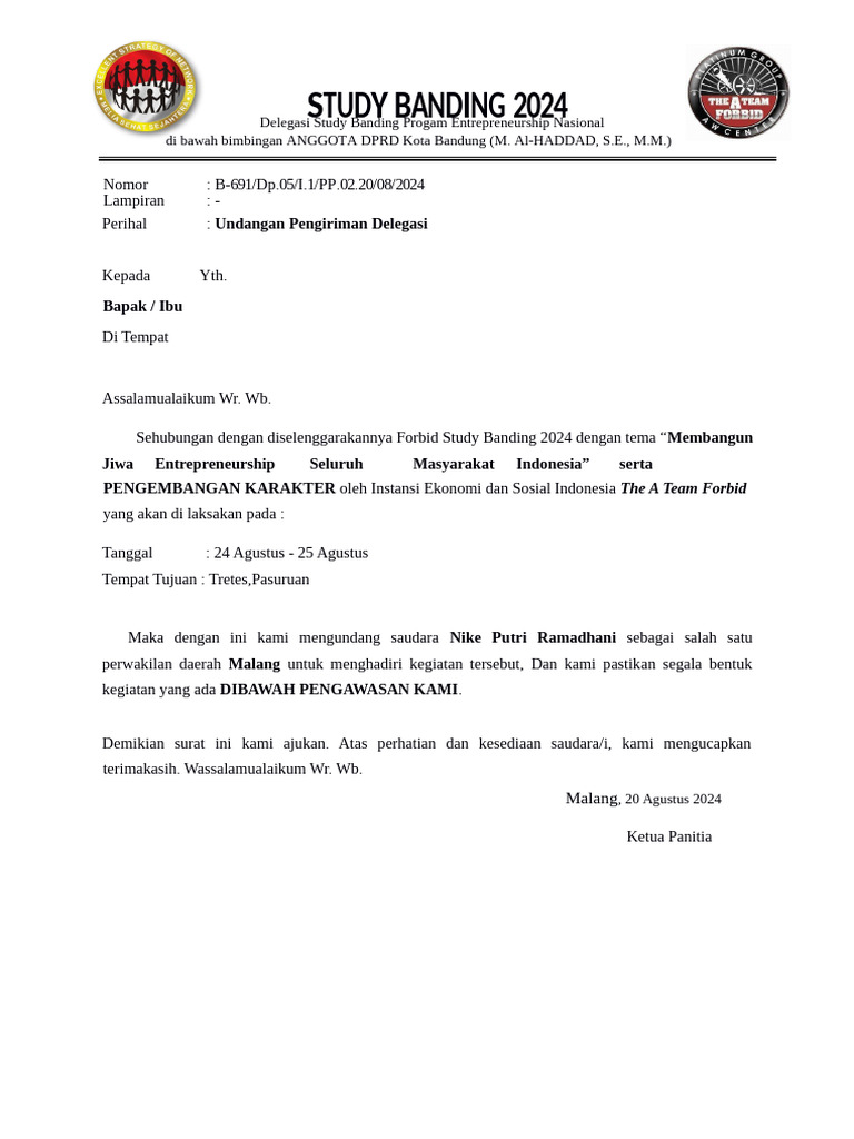 Surat Izin Study Banding | PDF | Politik | Perjalanan