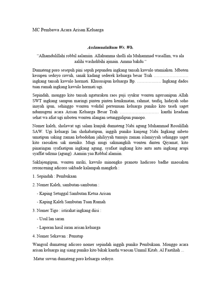 Susunan Acara Arisan Keluarga | PDF