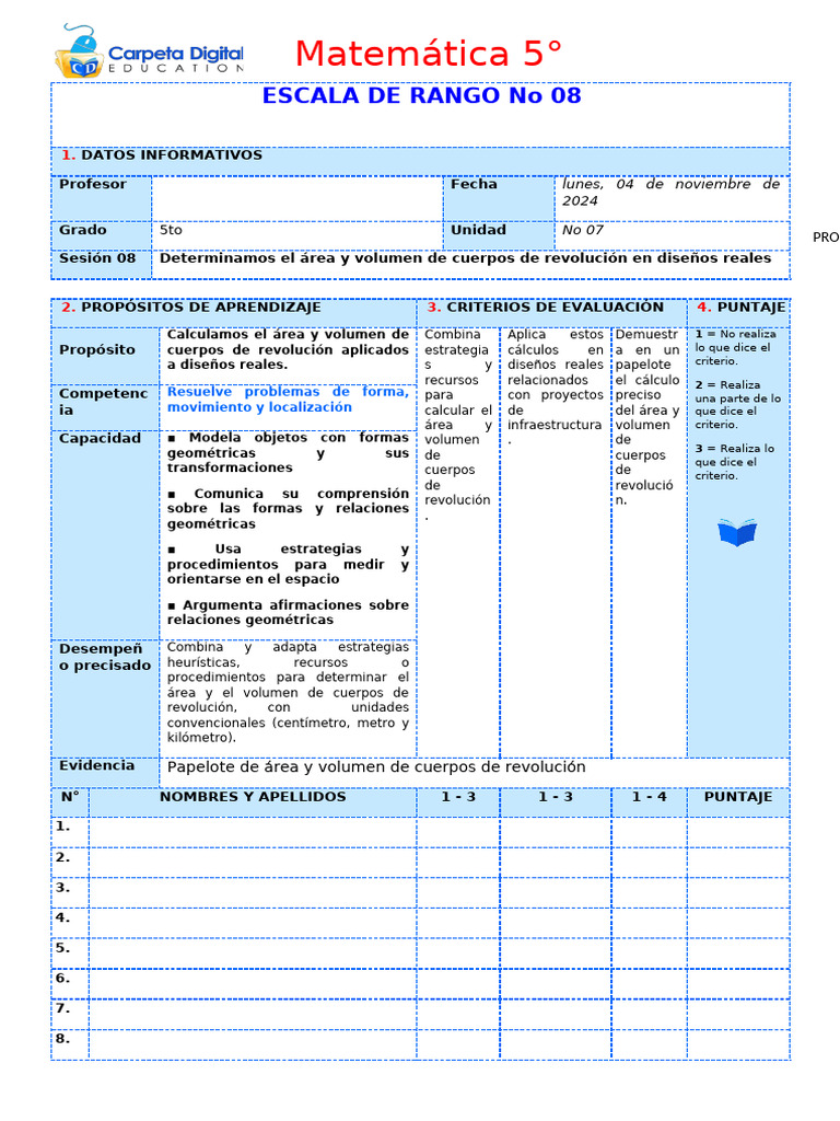Cálculo de Área y Volumen en Matemática 5° | PDF | Volumen | Plan de ...