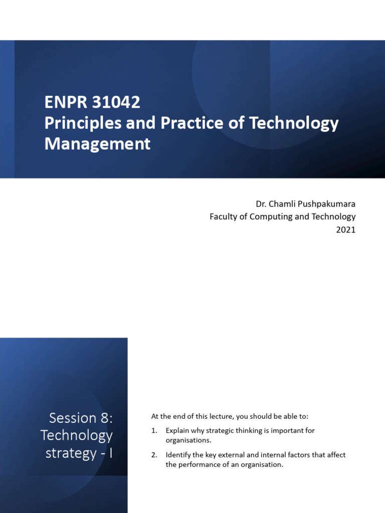 Technology Strategy Principles Overview | PDF | Strategic Management | Goal