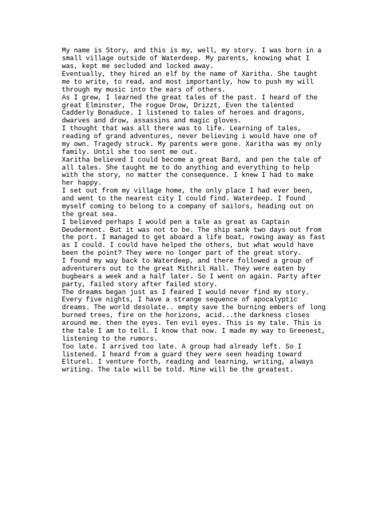 Story Background | PDF | Poetry | General Fiction