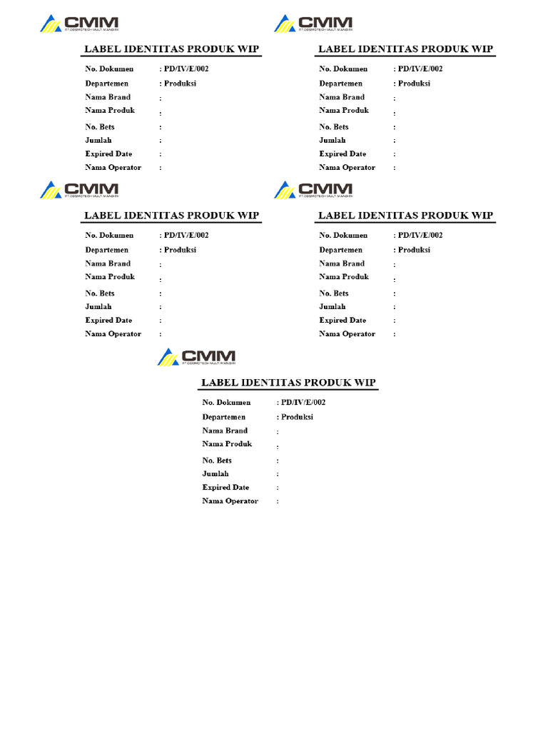 Label Identitas Wip Print | PDF