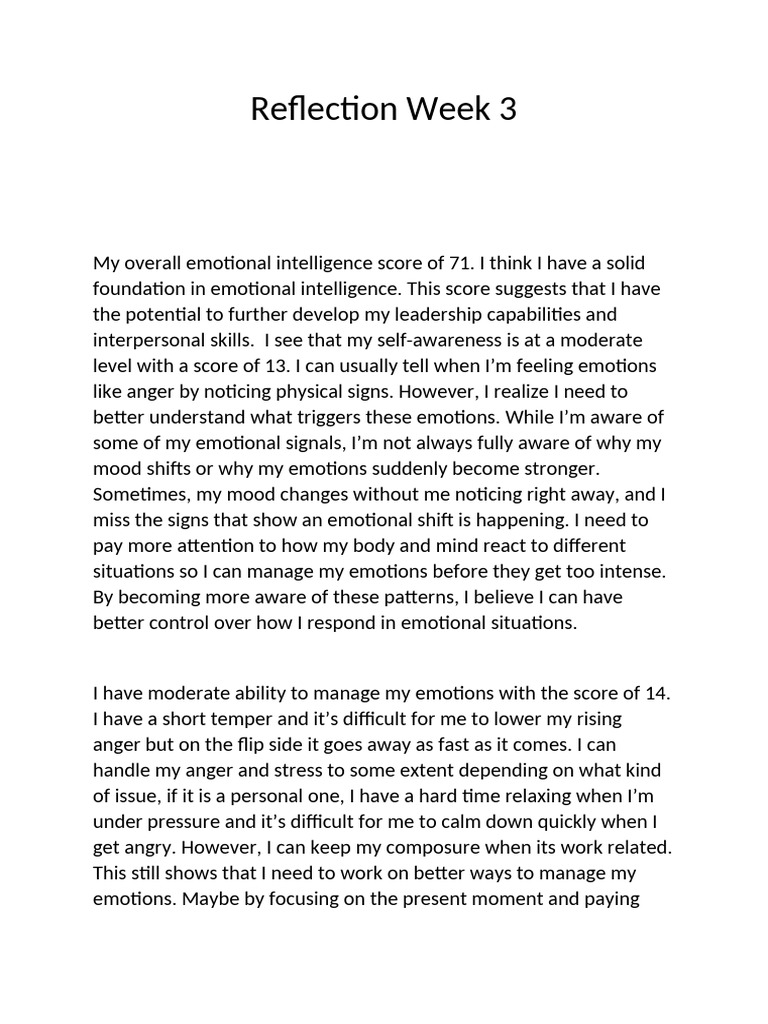 Reflection Week 3 | PDF | Anger | Emotions