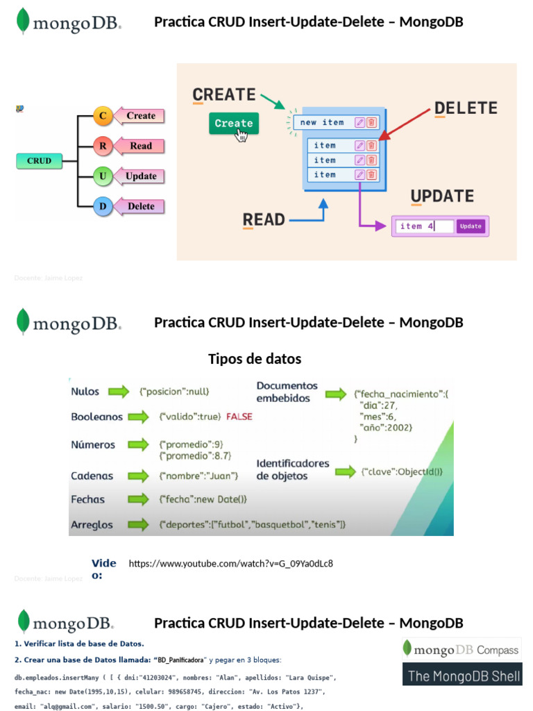 Practica CRUD Insert-Update-Delete - MongoDB | PDF | Informática Practica CRUD Insert-Update-Delete - MongoDB | PDF | Informática