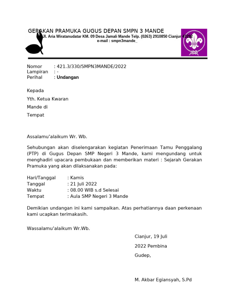 Surat Undangan Pramuka | PDF