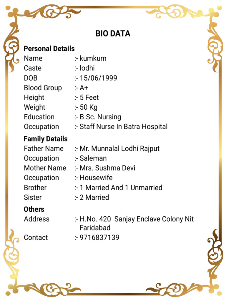Biodata 999 | PDF | Lifestyle
