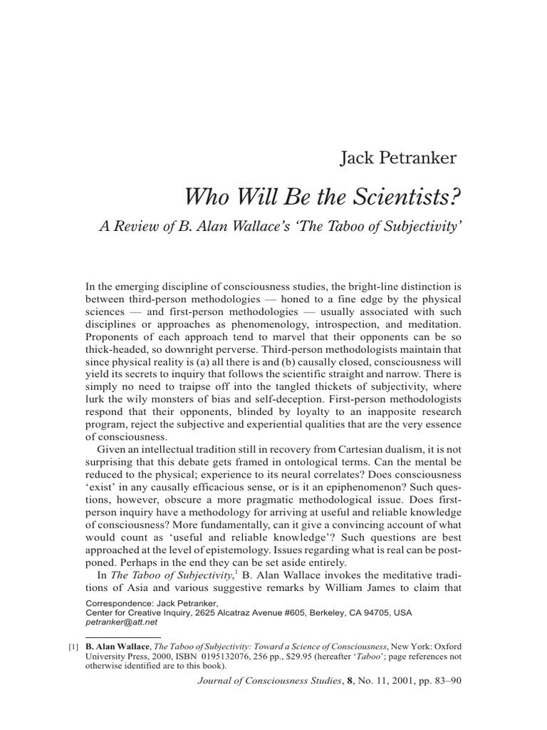 The Taboo of Subjectivity | PDF | Consciousness | Knowledge