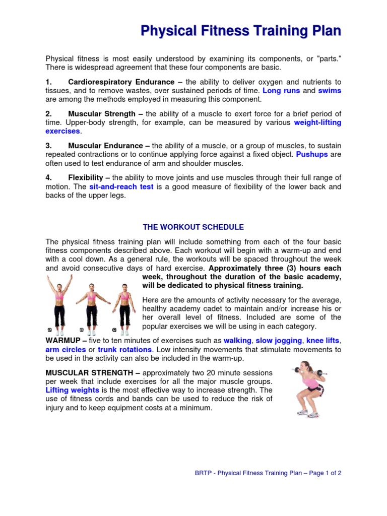 The Physical Fitness Training Plan With 6 Handouts Attached | PDF ...