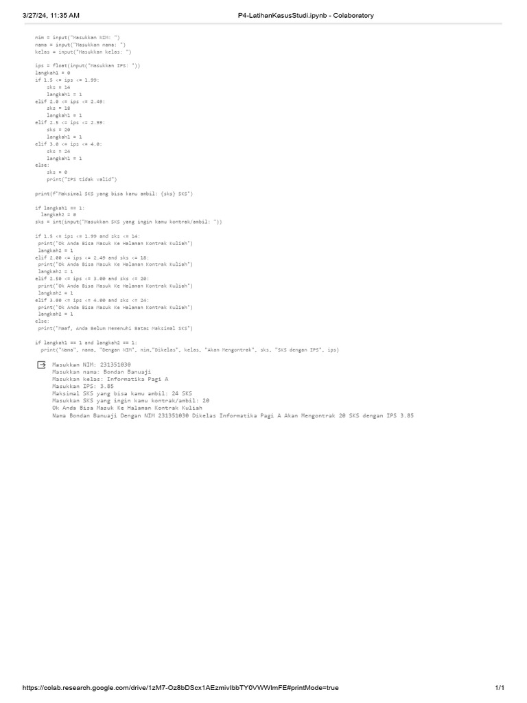 P4-LatihanKasusStudi - Ipynb - Colaboratory | PDF | Metode & Bahan Ajar