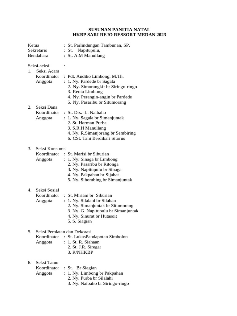 Susunan Panitia Natal | PDF | Gaya Hidup