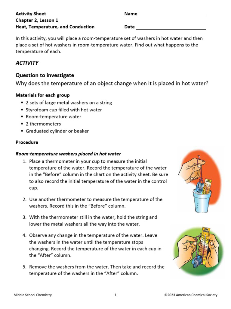 Ch2 l1 Activity Sheet | PDF | Molecules | Chemistry