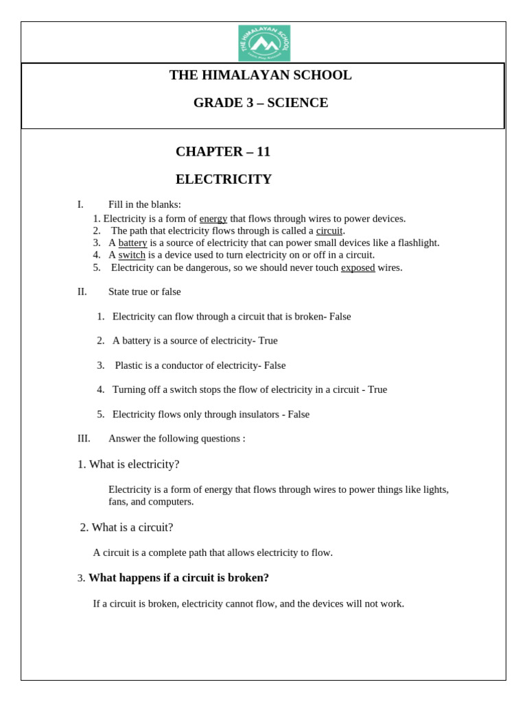 Chapter 11 Science Answers | PDF