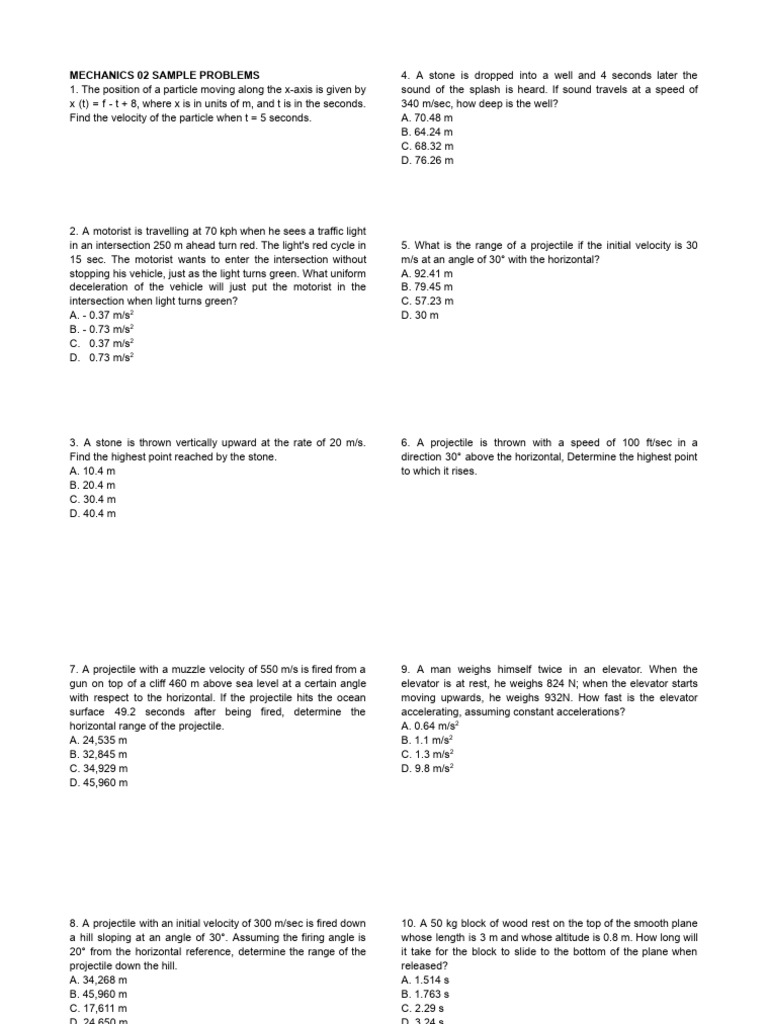 Mechanics 2 (Sample Problem) | PDF | Classical Mechanics | Physical Sciences