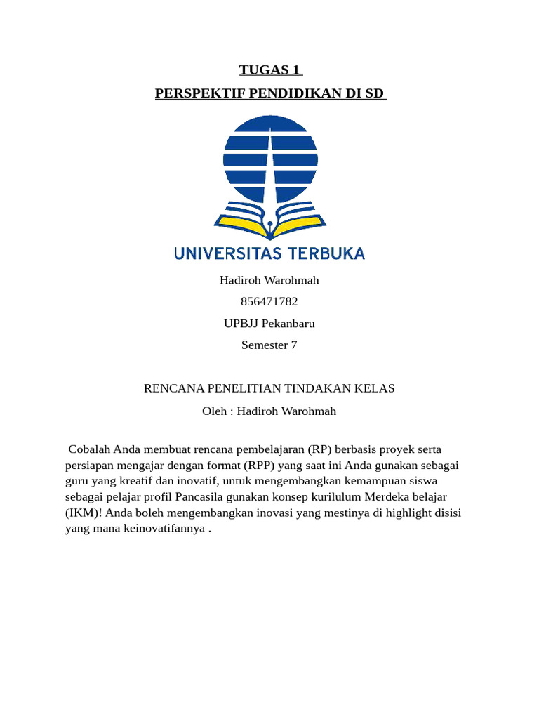 Tugas 1 Perspektif Pendidikan SD | PDF