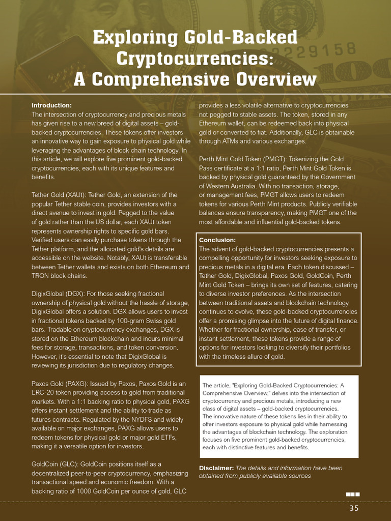Exploring Gold-Backed | PDF | Cryptocurrency | Gold Standard
