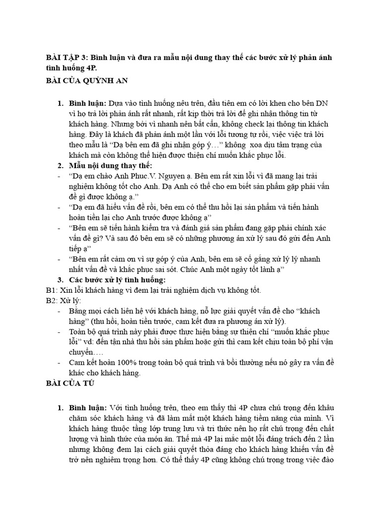 BT3 - Phản ánh tình huống 4P | PDF