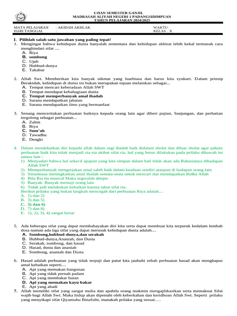 Akidah Sem 1 2024 | PDF | Karier & Perkembangan