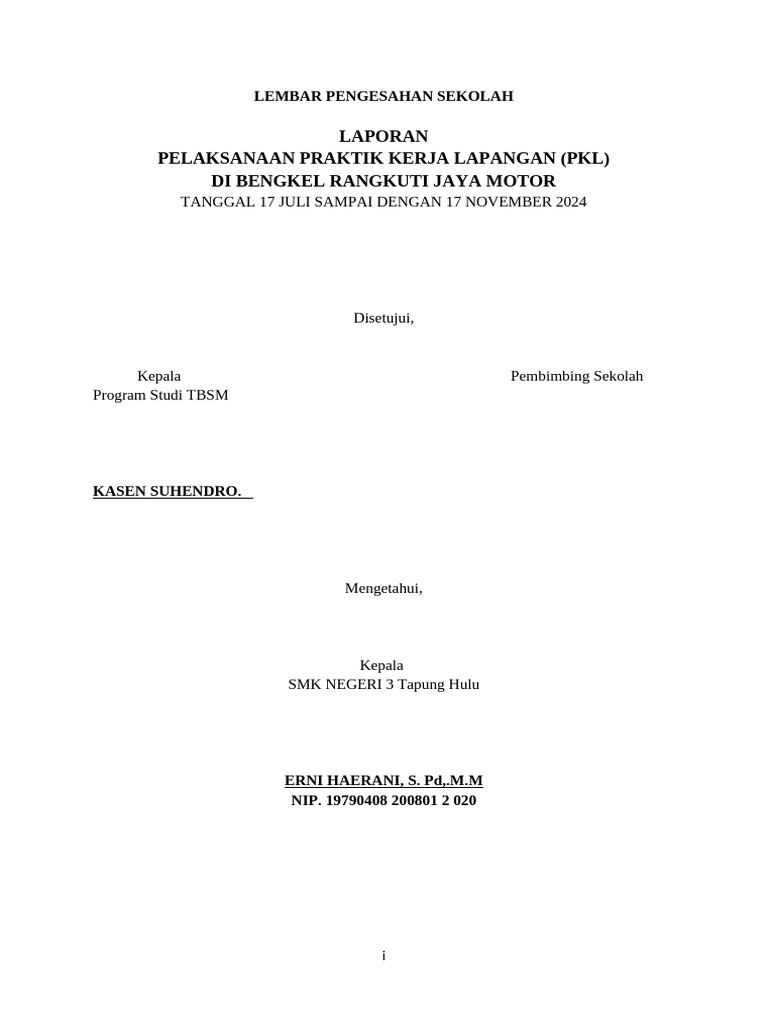Lembar Pengesahan Sekolah (Immanuel) - 022745 | PDF