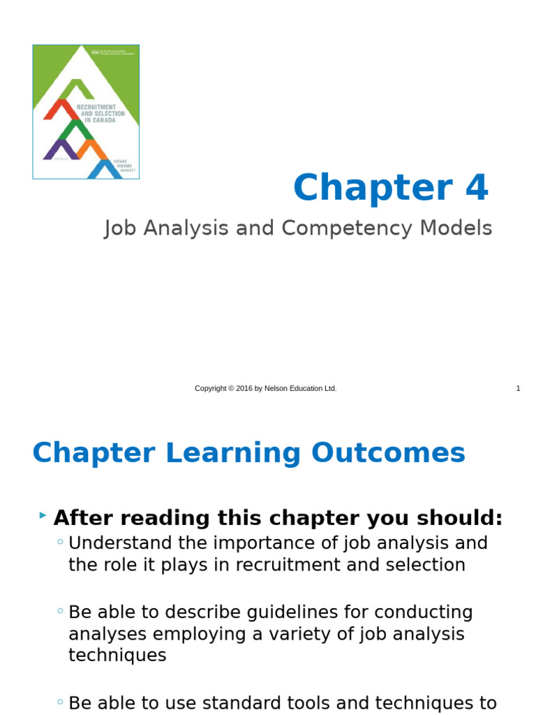 Ch04, Week 5 - Catano 6e - Job Analysis, Competency | PDF | Business | Cognition