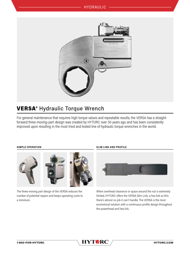 VERSA Cut Sheet _ HYTORC | PDF
