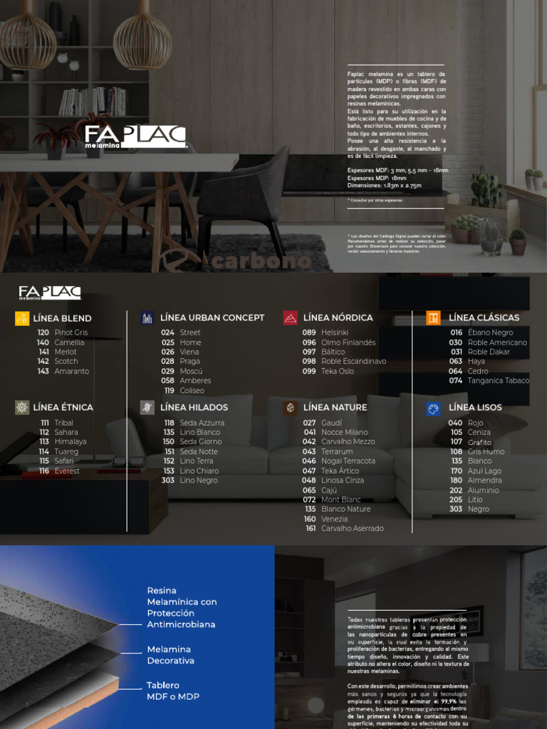 Catálogo Faplac: Melaminas y Acabados | PDF