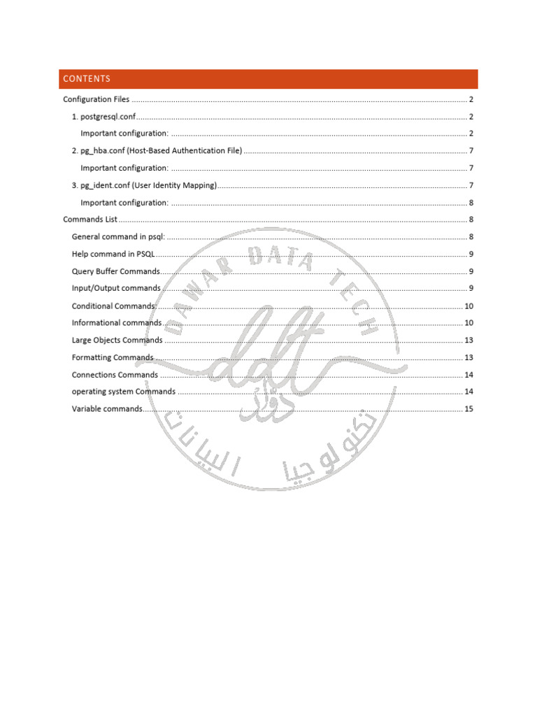 Postgress Config Files And Commands Pdf Postgre Sql Databases