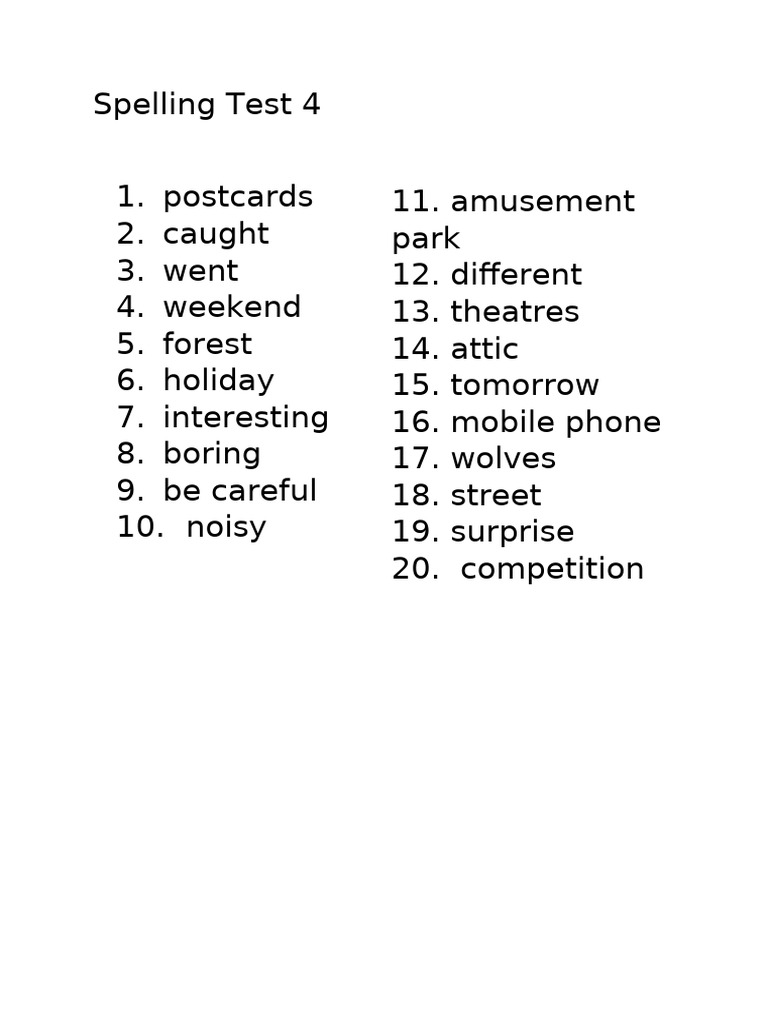Spelling Test 4 Y3 | PDF