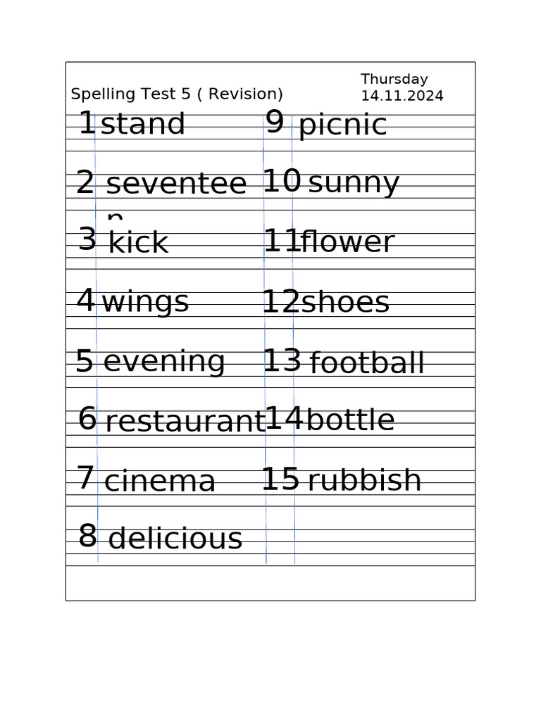 Spelling Test 5 | PDF