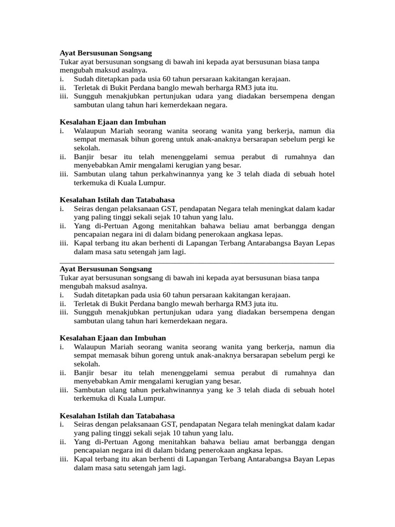 Latihan Ulangkaji 1 | PDF