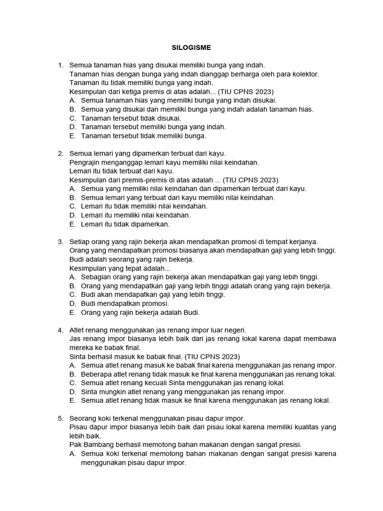 Paket Soal 2, Silogisme | PDF