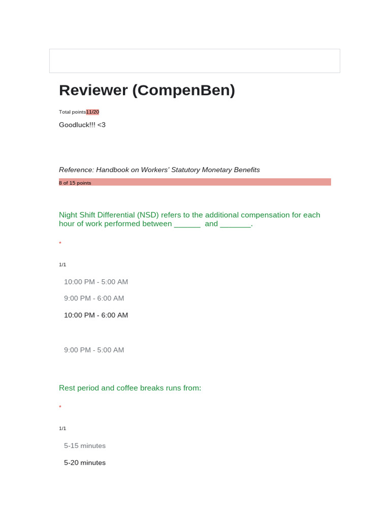 Workers' Statutory Benefits Review Guide | PDF | Career & Growth | Business