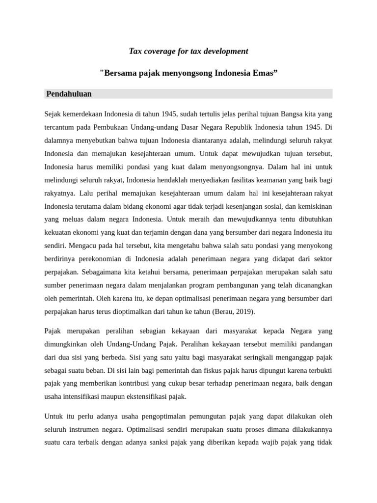 Tax Coverage For Tax Development | PDF
