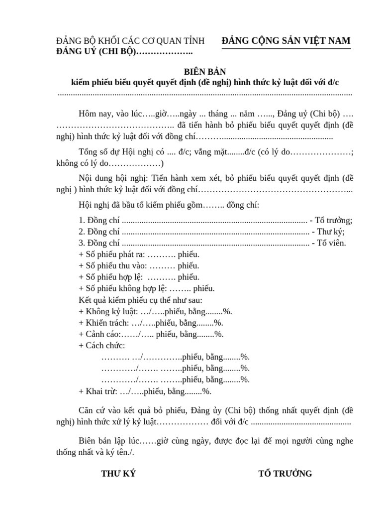 Mau Bien Ban Kiem Phieu | PDF