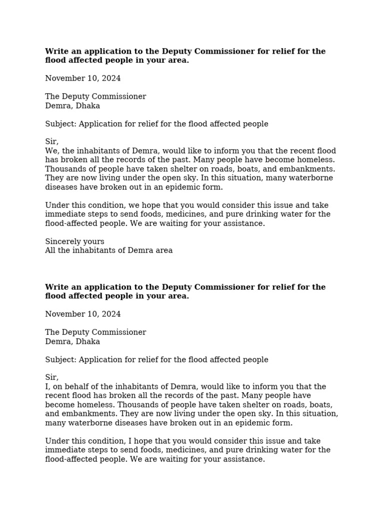 Application for Flood Relief Assistance | PDF