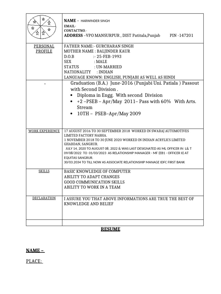 Harwinder Singh's Professional Resume | PDF