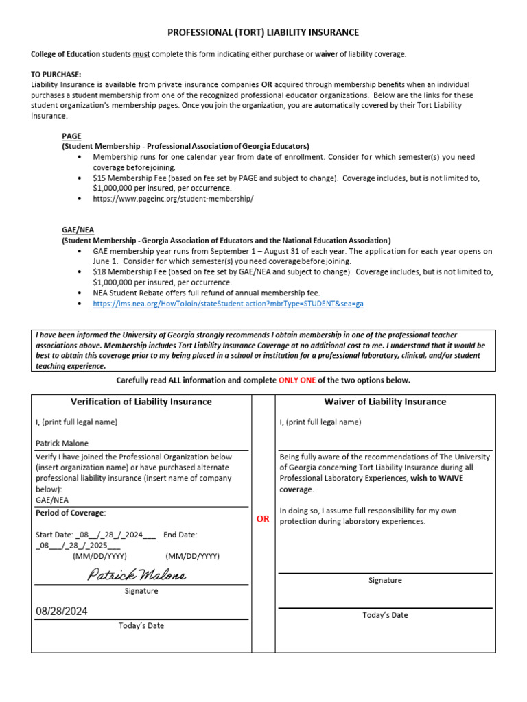 TORT Form EPSY2130-1 | PDF | Liability Insurance | Insurance