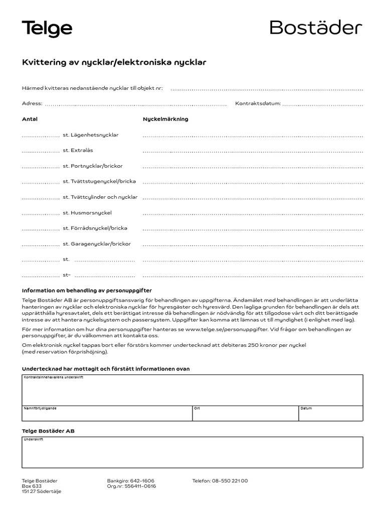 TB Blankett Nyckelkvittens 2021 | PDF