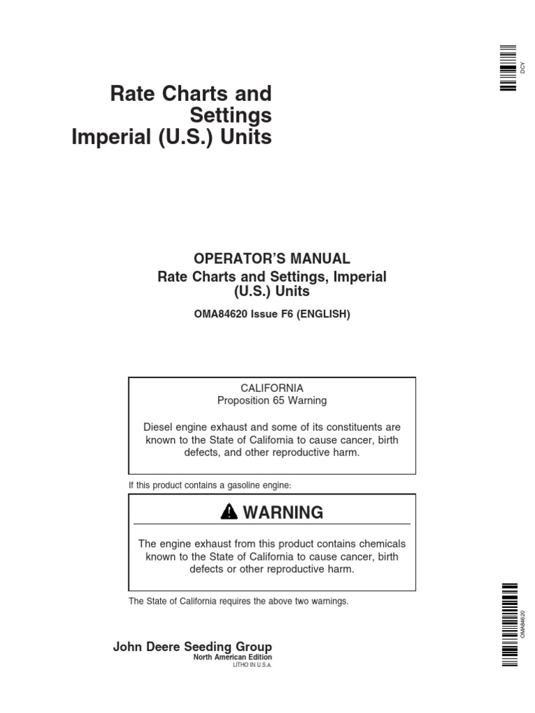 Rate Charts Operators Manual | PDF | Seed | Graphite
