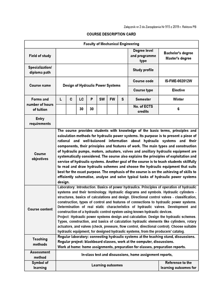 Hydraulic Power Systems Design Course | PDF | Valve | Hydraulics