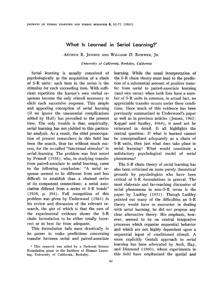 What-is-Learned-in-Serial-Learning | PDF | Learning | Experiment
