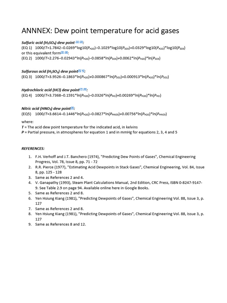 Acid Gas Dew Point Calculations | PDF