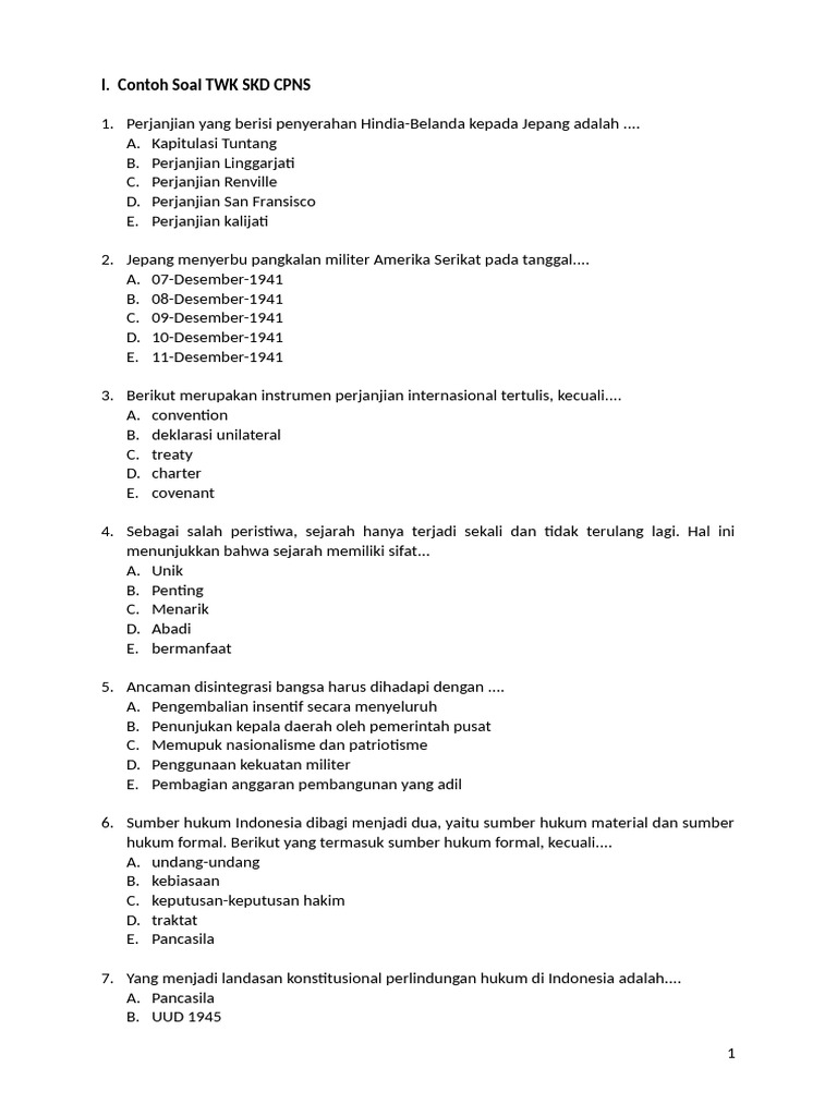 Contoh Soal TWK SKD CPNS | PDF