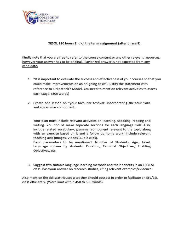 TEFL Module 2 Assignment | PDF