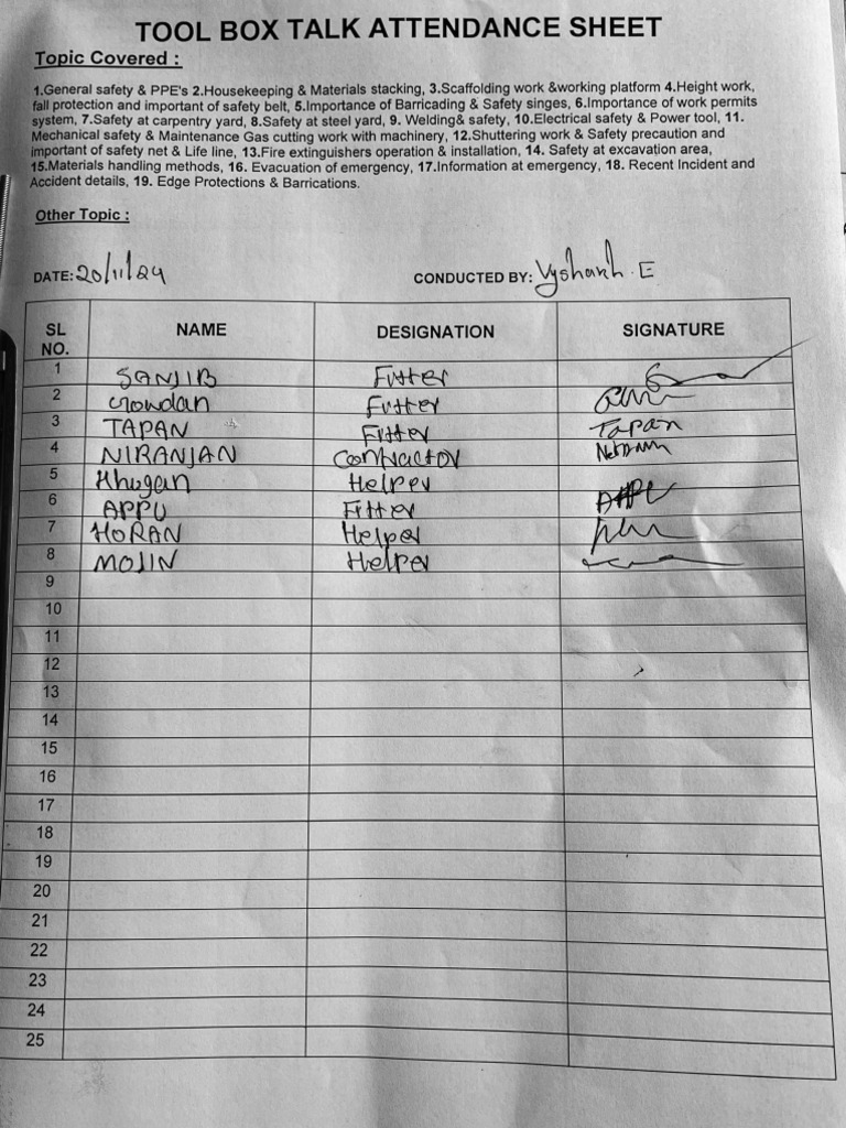 20 - 11 - 24 TBT Attendance | PDF