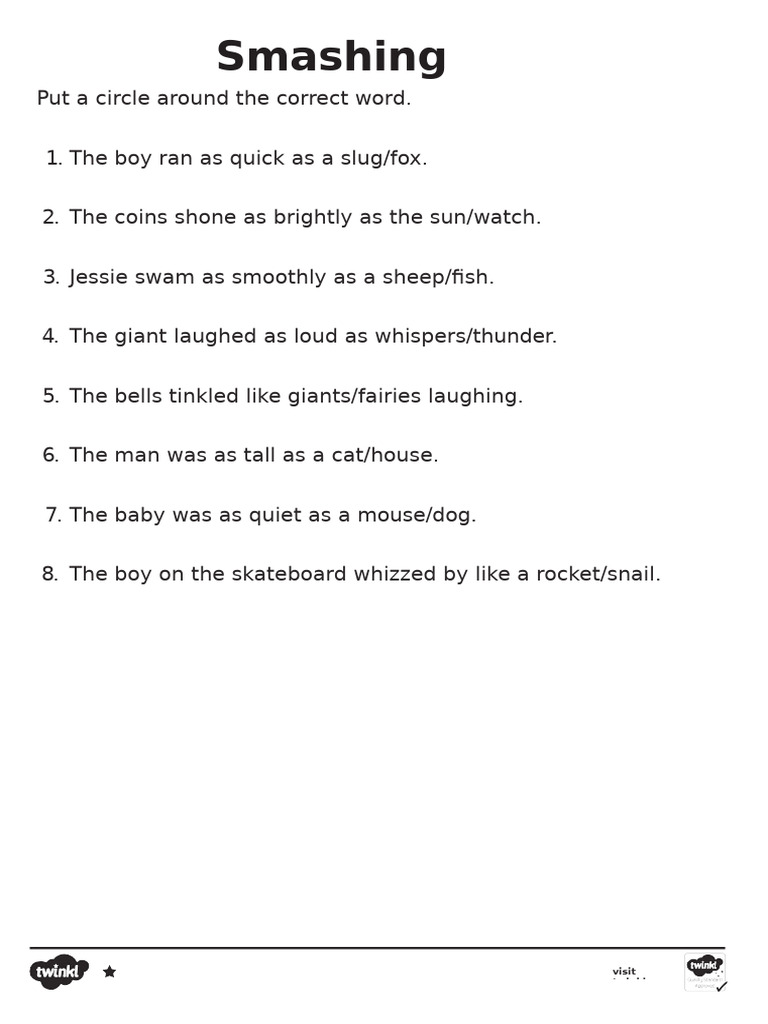 Engaging Similes for Kids | PDF | Language Arts & Discipline | Young Adult