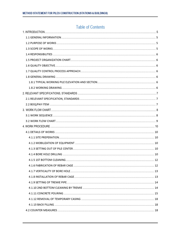 Pile Construction Method Statement | PDF | Deep Foundation | Concrete