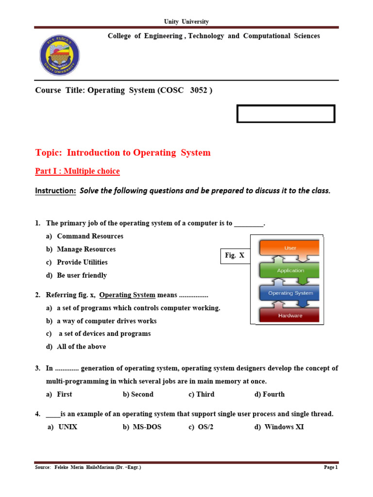 Feleke OS Worksheet 1 | PDF | Operating System | Process (Computing)