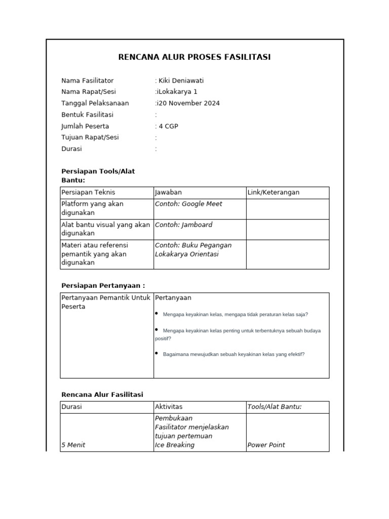 M3 Templat Rencana Alur Proses Fasilitasi | PDF